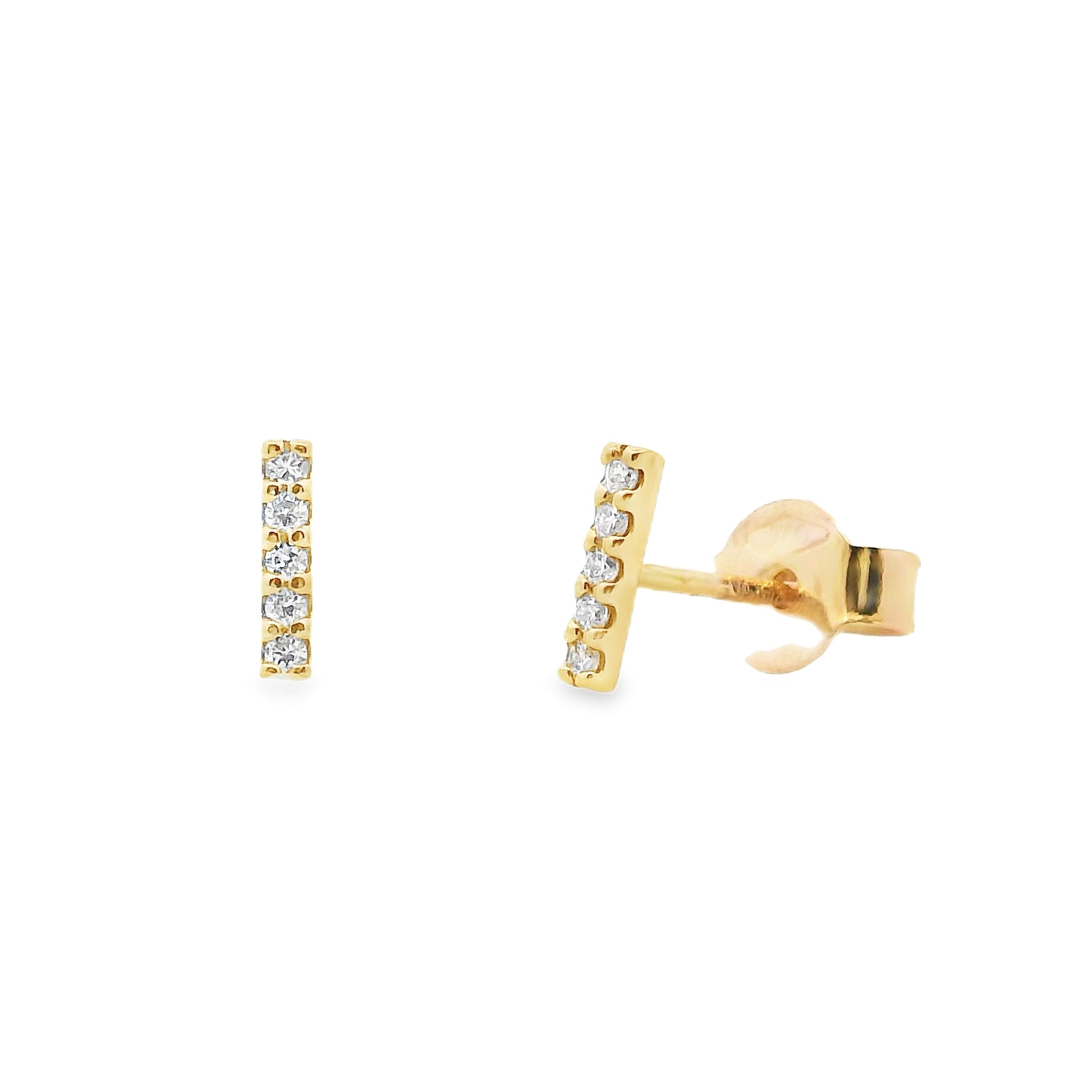 18ct Yellow Gold Diamond Bar Studs